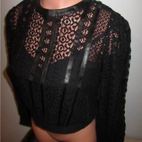 Express | Tops | Express Lace And Leather Top | Poshmark